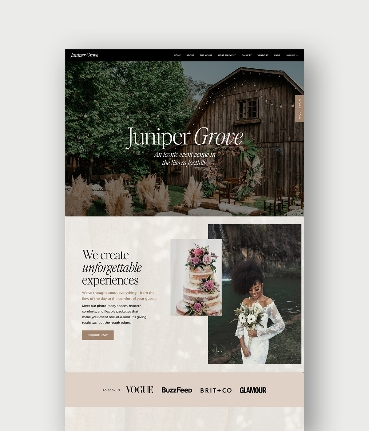 Juniper Grove - Showit Website Template for Event Venues